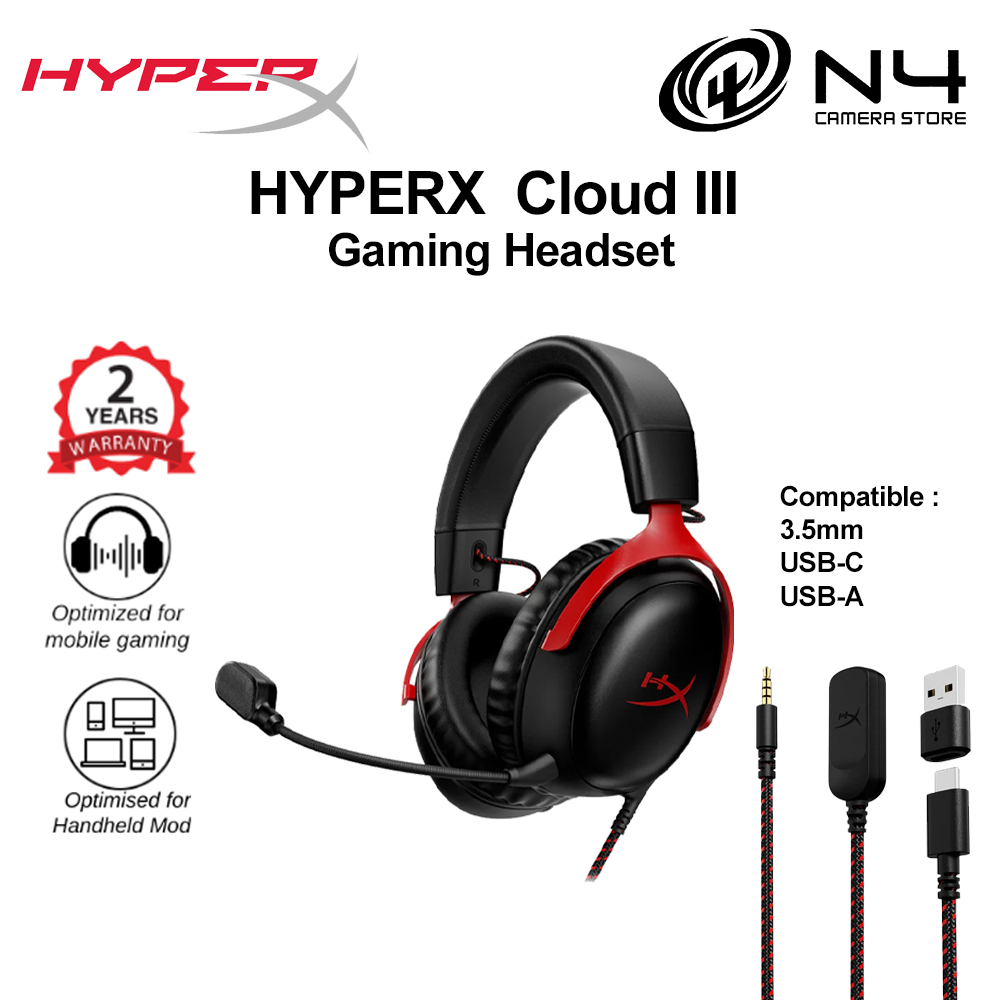 HYPERX Cloud III Wired Gaming Headset Over Ear (Black Red) 2 Year ...