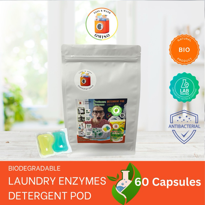 OMISO BUNDLE FAMILY ENZYMES 8-IN-1 Biodegradable Laundry Detergent Pod ...