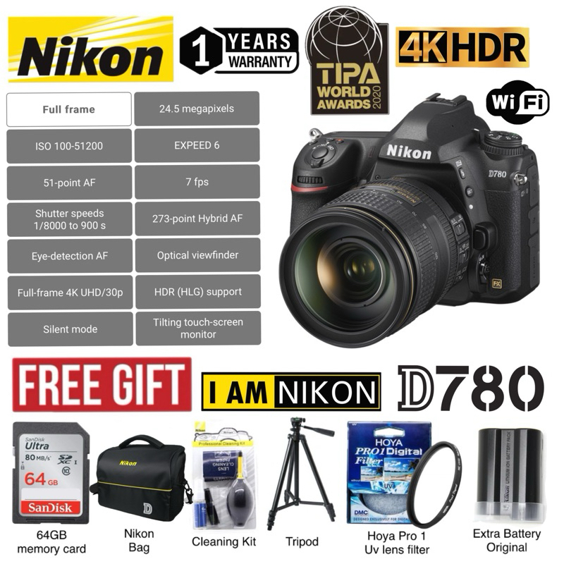 (NEW&READY STOCK)Nikon D780 24-120mm Kit Set 4K UHD 273 Autofocus Point ...