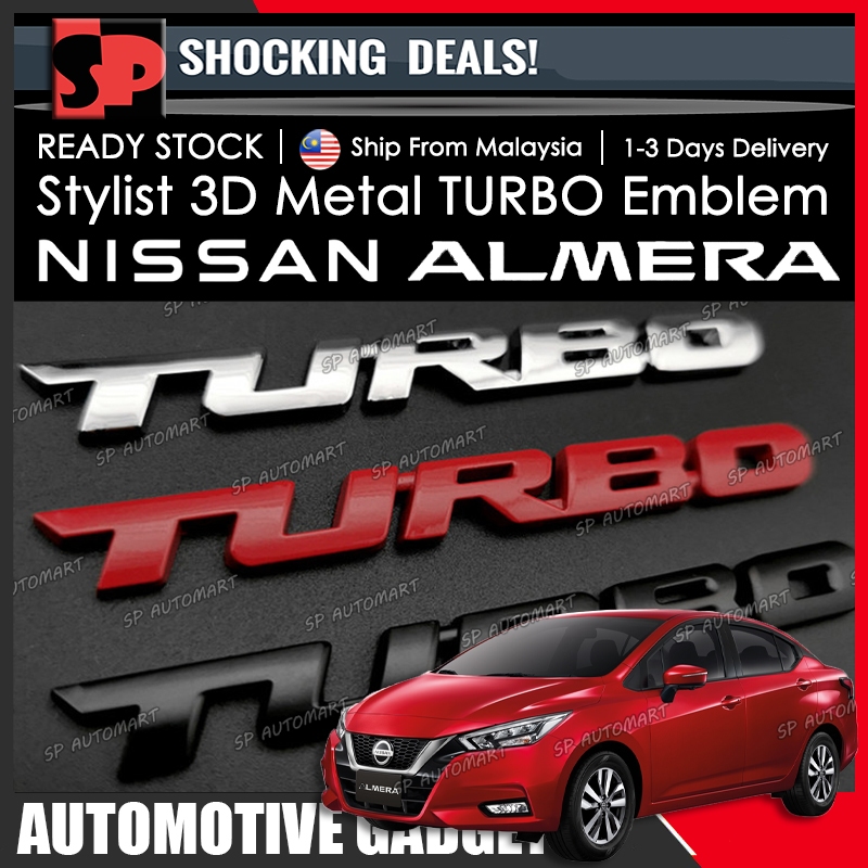 Nissan Almera Stylist 3D Metal TURBO Emblem Car Emblem | Shopee Malaysia