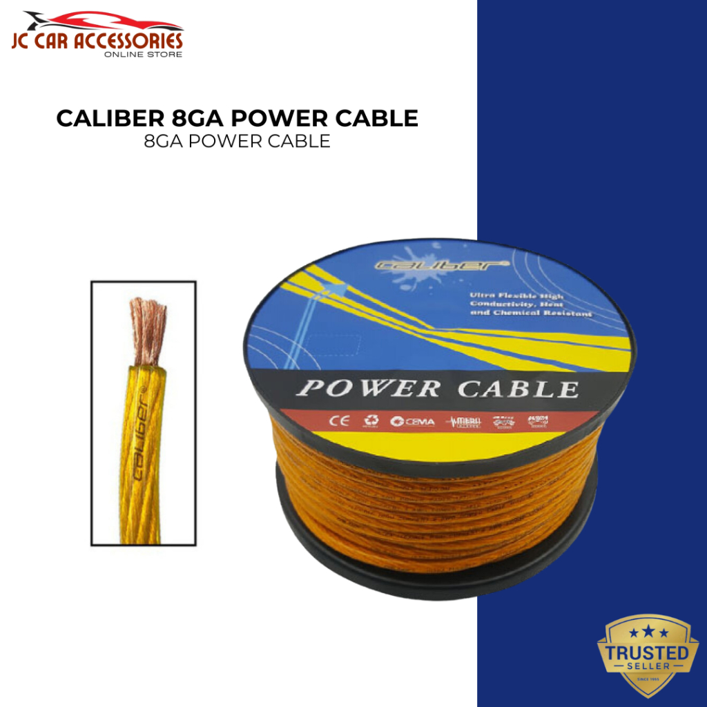 Caliber Audio Power Cable 8GA Pure Copper 6.5mm Subwoofer Amplifier ...