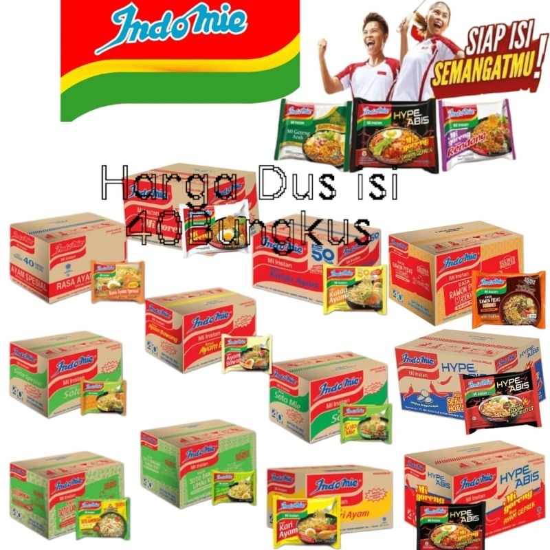 Indomie Mi Instan Berbagai Varian Rasa Harga Untuk 1dus isi 40Bungkus ...