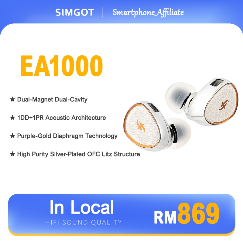 SIMGOT EA1000 Fermat Dual-Magnet Dual-Cavity DD+PR Structure HiFi Earphones IEM Wired Earbuds ...