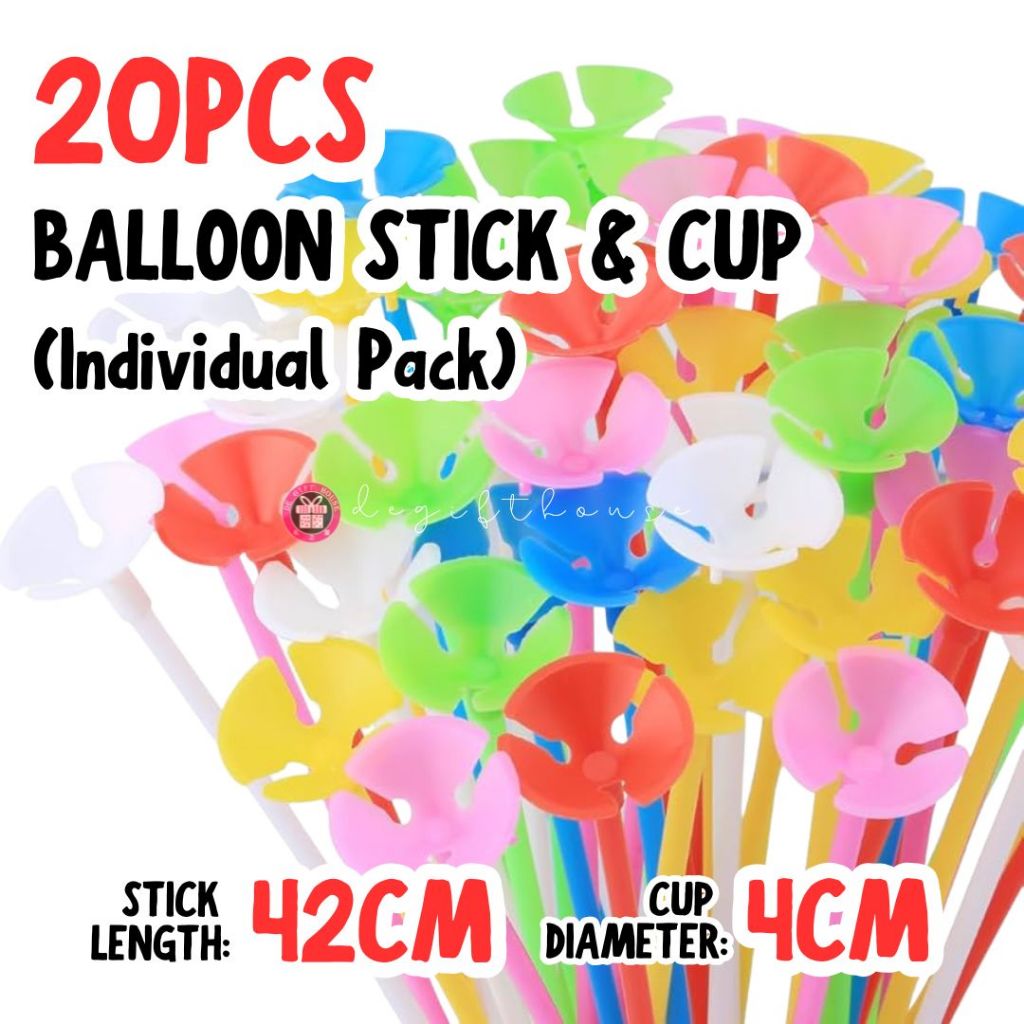 20pcs Batang Belon Plastik 40 cm Balloon Stick Colourful Balloon Stick ...