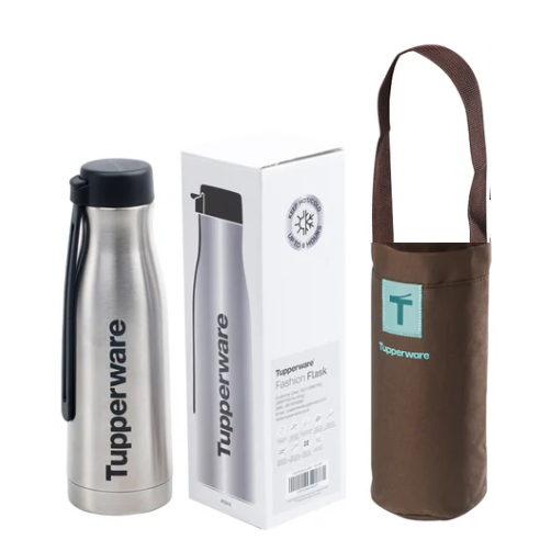 Tupperware Silver Fashion Flask 410ml With Pouch Gift Box | Shopee Malaysia