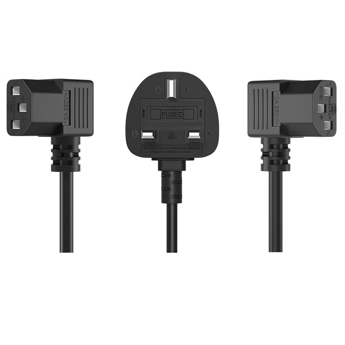 Power Cord 3Pin UK Plug to IEC C13 L-Shape (Left or Right Angle) Full ...
