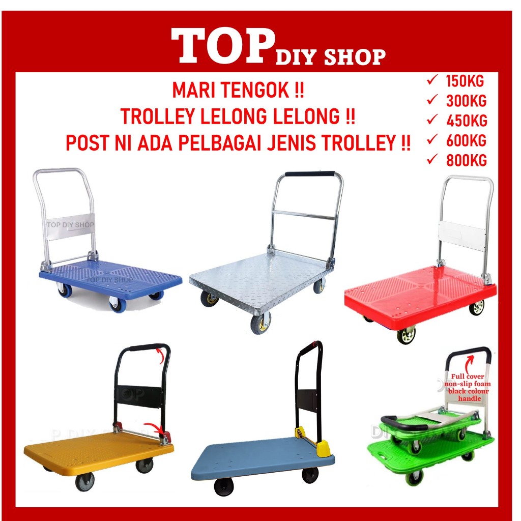 250KG ABS Trolley Troli Barang Heavy Duty Trolley Foldable Trolly ...