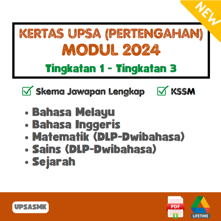 [PDF] KERTAS UPSA SMK 2024 Tingkatan 1 2 3 UPSA Paper Form BM English Sains Matematik Geografi ...