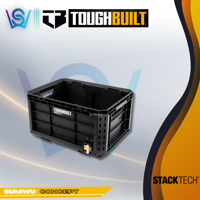 TOUGHBUILT STACKTECH Crate Black Plastic/Metal Tool Box TB-B1-X-50 (53cm W x 29cm H x 40cm D ...