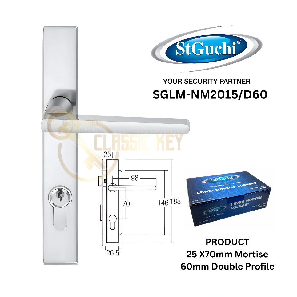 St Guchi Grill Door Lock SGLM-NM2015/D60 Lever Mortise Handle Lock ...
