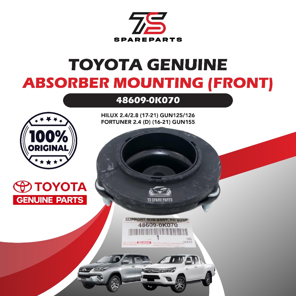 Toyota Absorber Mounting (Front) 48609-0K070 Hilux/Fortuner GUN125/6 ...
