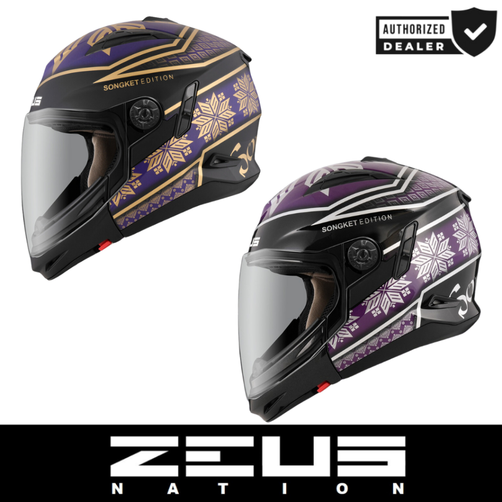 Zeus 613 2-in-1 Helmet Modular Songket Edition Gold/Silver | Shopee Malaysia