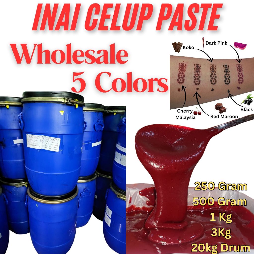 Inai Celup Paste Borong Kilo - Warna Pilihan: Red Maroon, Cherry ...