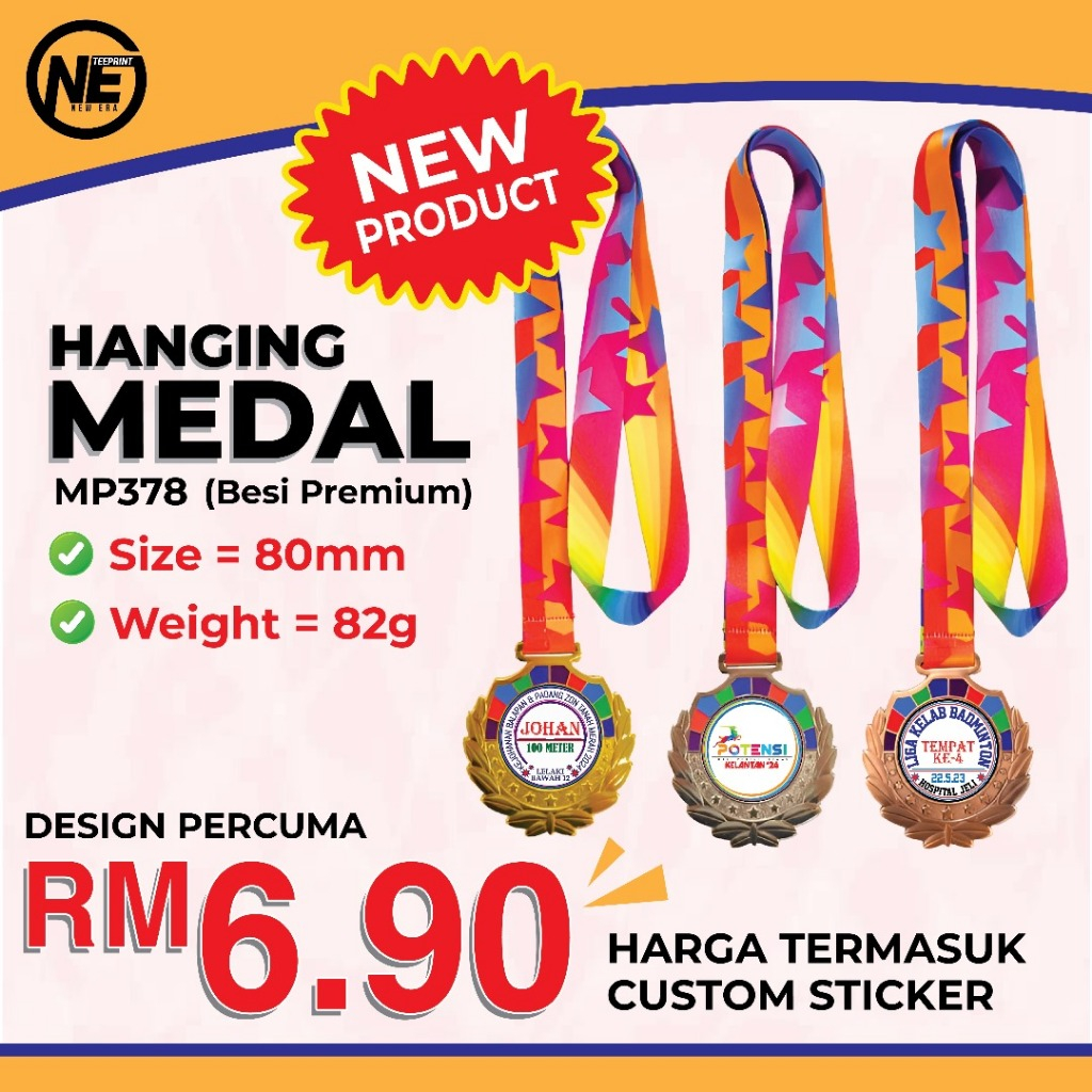 HANGING MEDAL (BESI PREMIUM) MP378 -MEDAL ACARA SUKAN , MAJLIS AKADEMIK ...