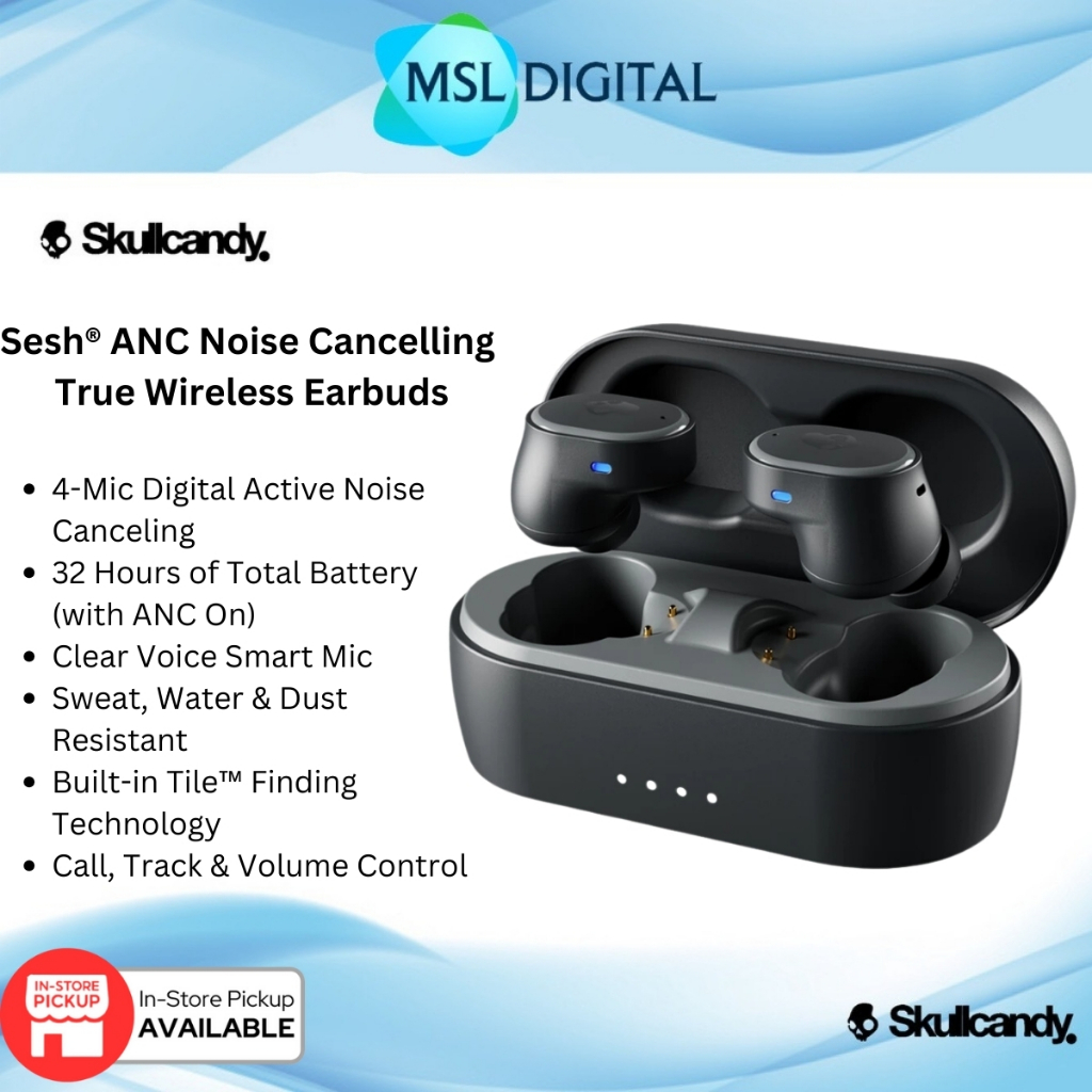 Skullcandy Sesh ANC Noise Canceling True Wireless Earbuds 46 Hours ...