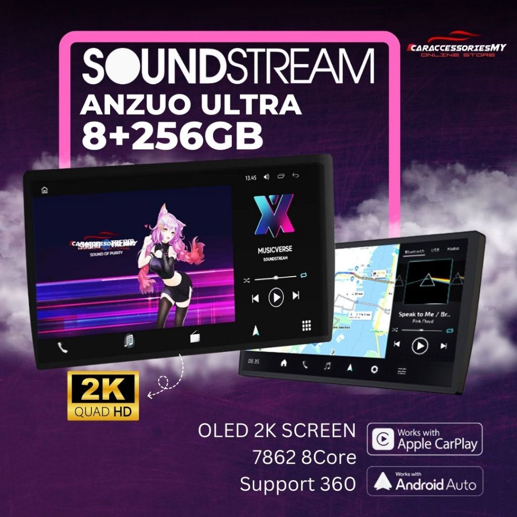 Soundstream Anzuo Ultra 8+256GB Car Android Player 2K OLED Carplay ...