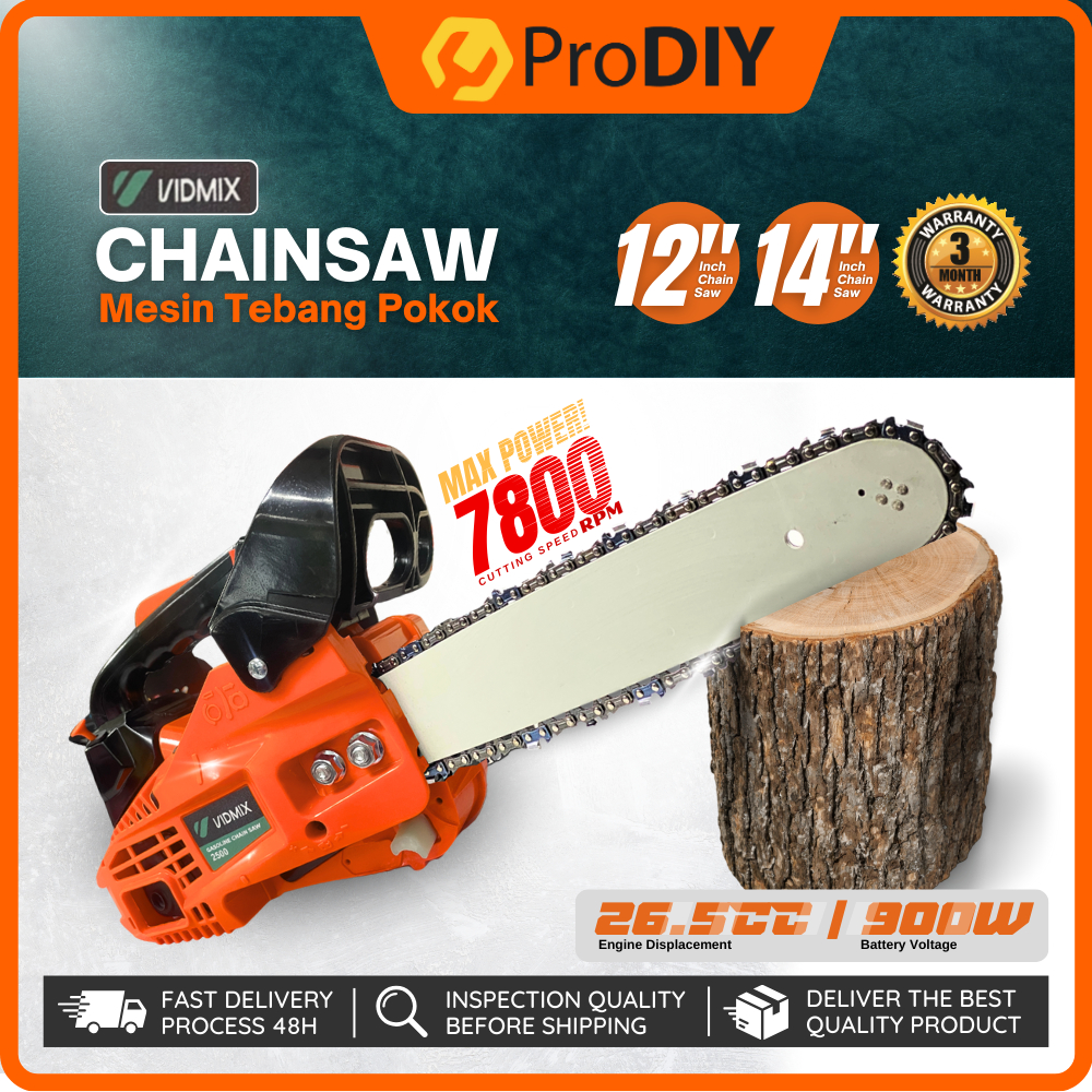 XF-2500 VIDMIX 12 / 14 Inch Chain Saw Chainsaw Machine Heavy Duty Mesin ...