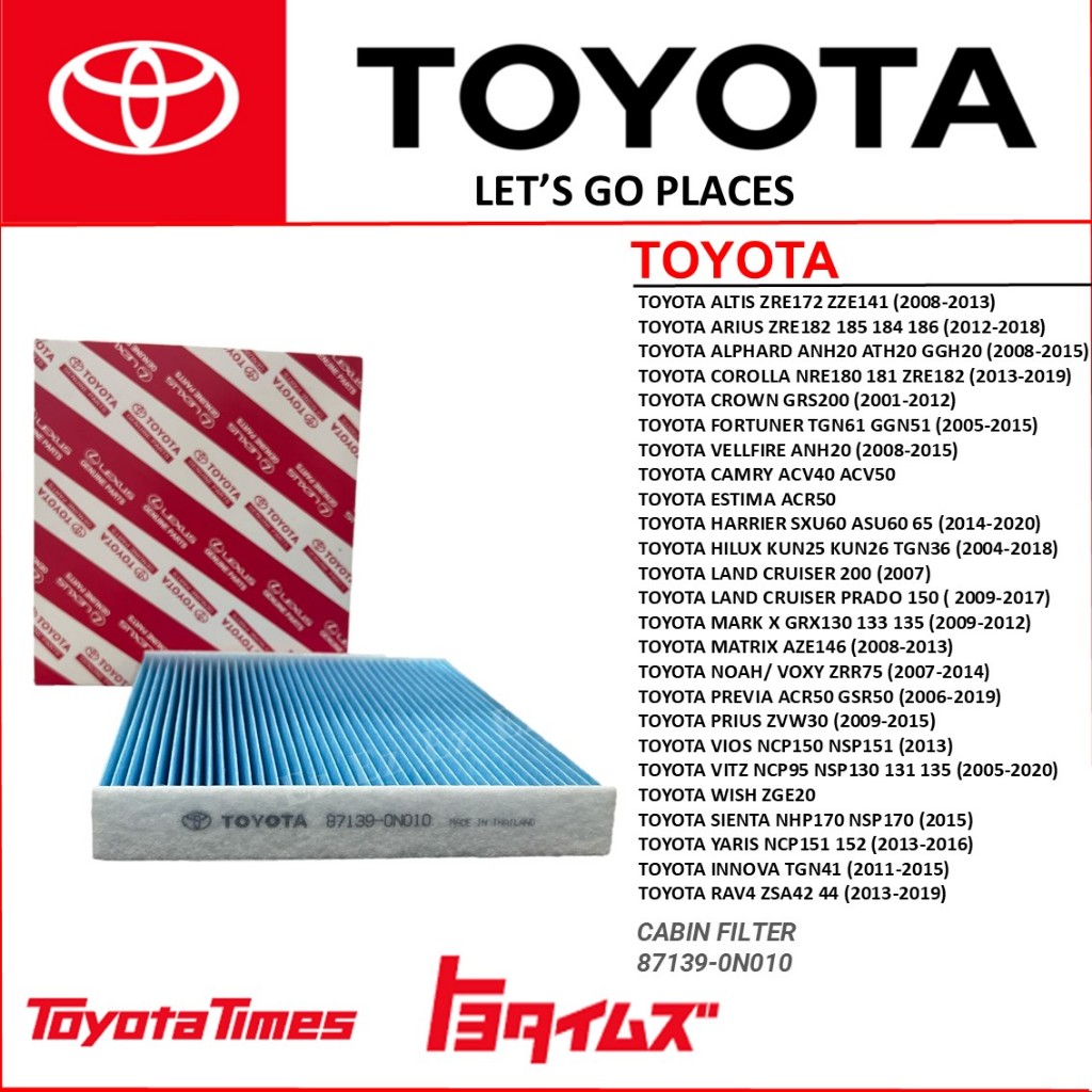 87139-0N010 CABIN FILTER TOYOTA ALTIS ALPHARD ANH20 CROWN FORTUNER ...