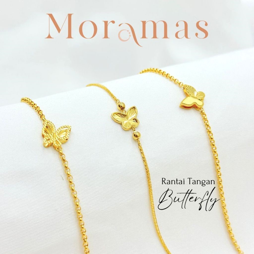Moramas BUTTERFLY Bracelet 916 Gold/ Rantai Tangan RAMA-RAMA Emas 916 ...