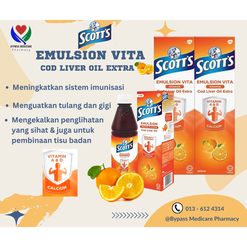 SCOTT EMULSION VITA ORANGE WITH COD LIVER OIL EXTRA ( EXP 12/2025 ...