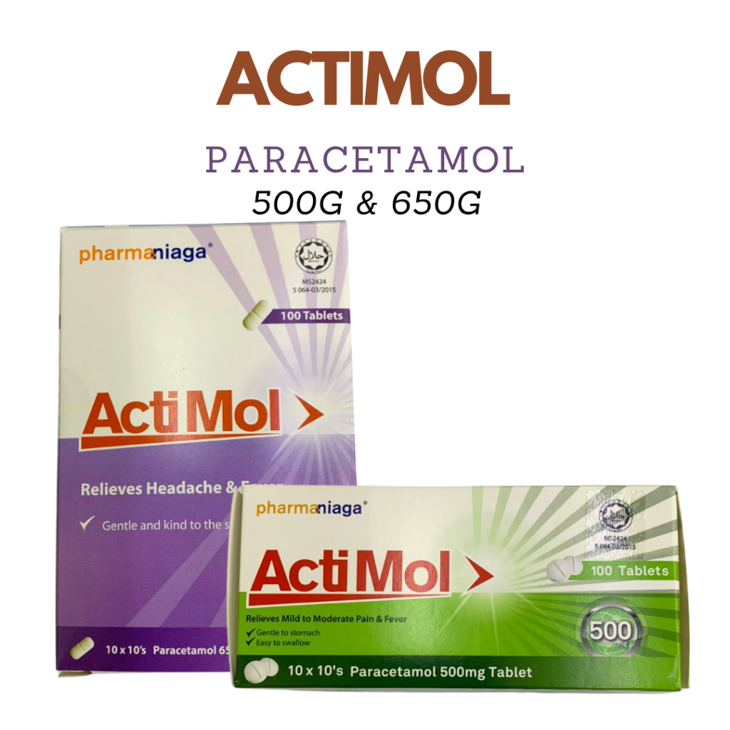 PHARMANIAGA ACTIMOL 500g / 650g (Paracetamol) 100's | Shopee Malaysia