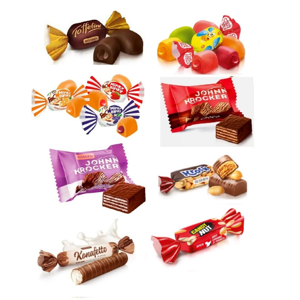 Roshen Mix Party Pack Chocolate Candy Assorted Snacks (8 Types) Gula ...