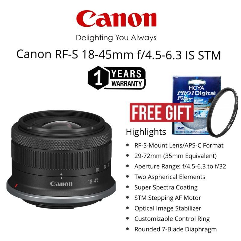 CANON RF 18-45MM F/4.5-6.3 IS STM LENS (1 YEARS WARRANTY) RF-S MOUNT ...