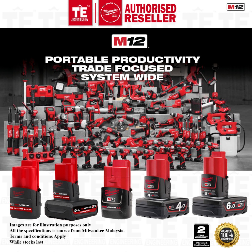 MILWAUKEE M12 Red Lithium-Ion High Output Battery Pack ( M12 B ...