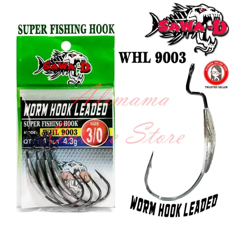 SAWA-D WHL9003 WORM HOOK LEADER SUPER FISHING HOOK MATA KAIL SOFT BAIT ...