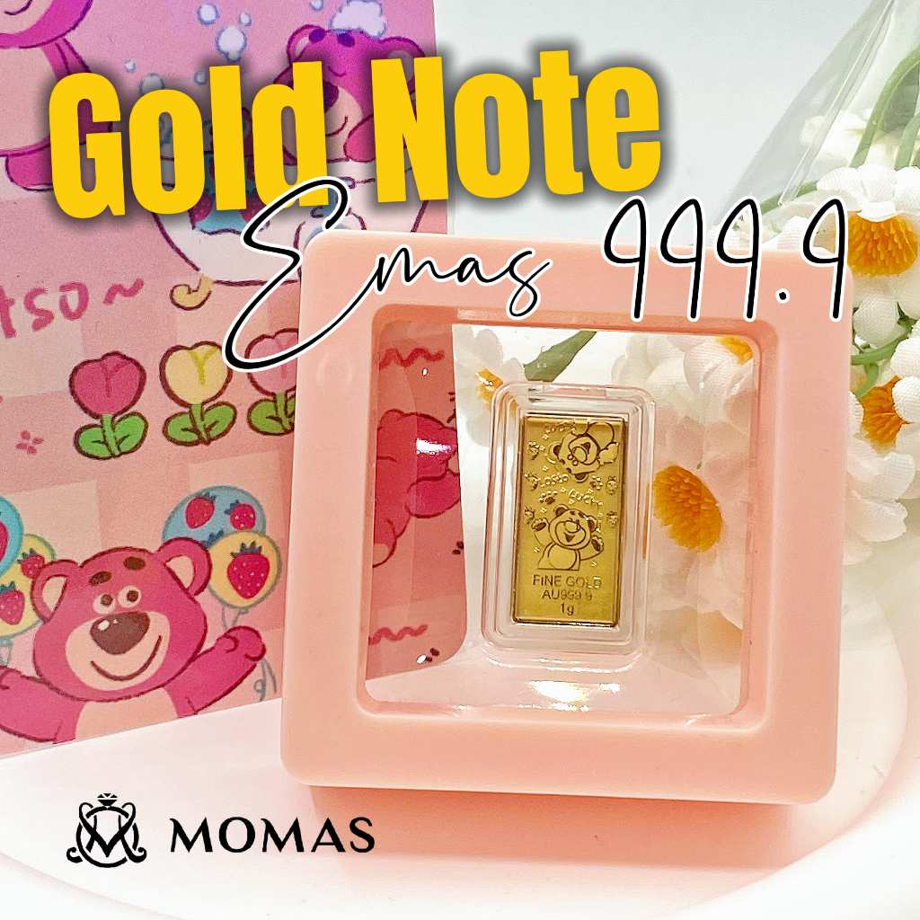 Gold Note Emas 999.9 Orignal 1.00g Gold Bar Emas 999.9 Original Tulen ...