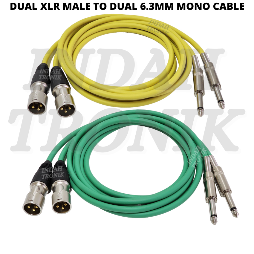 (1PAIR)HIGH QUALITY DUAL XLR MALE TO DUAL 6.35MM MONO CABLE SIGNAL ...