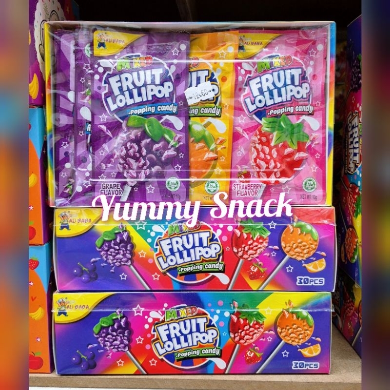 (3pcs/30pieces) Alibaba Mixed Fruit Lollipop Popping Candy Halal Ready ...