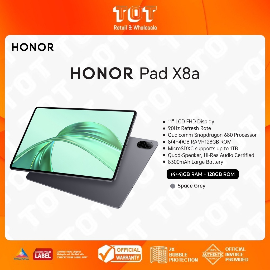 HONOR Pad X8a LTE (4GB+4GB)+128GB) 11" 90Hz Rate Eye Comfort HONOR ...