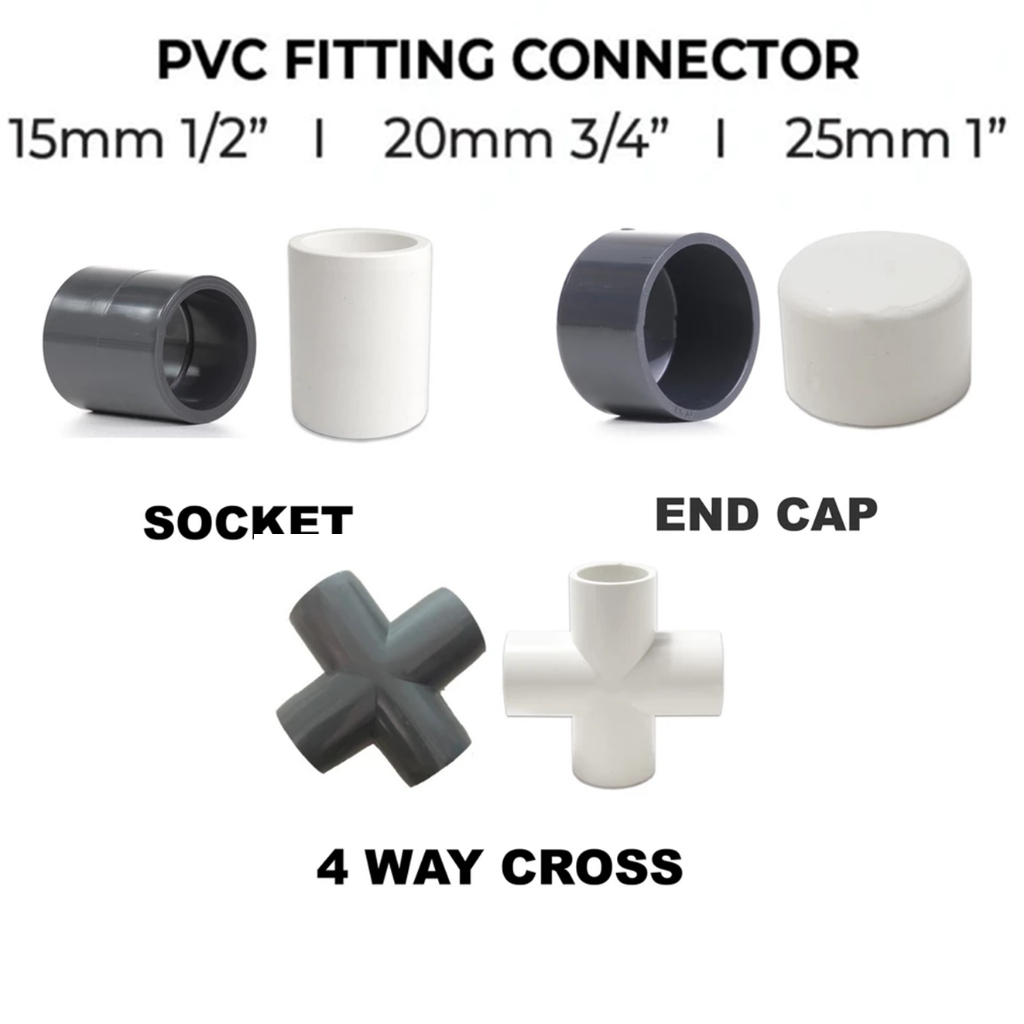PVC Pipe Fitting Connector Joint Penyambung Paip For PVC Grey Pipe Paip Kelabu Air 4 5 Way Elbow ...