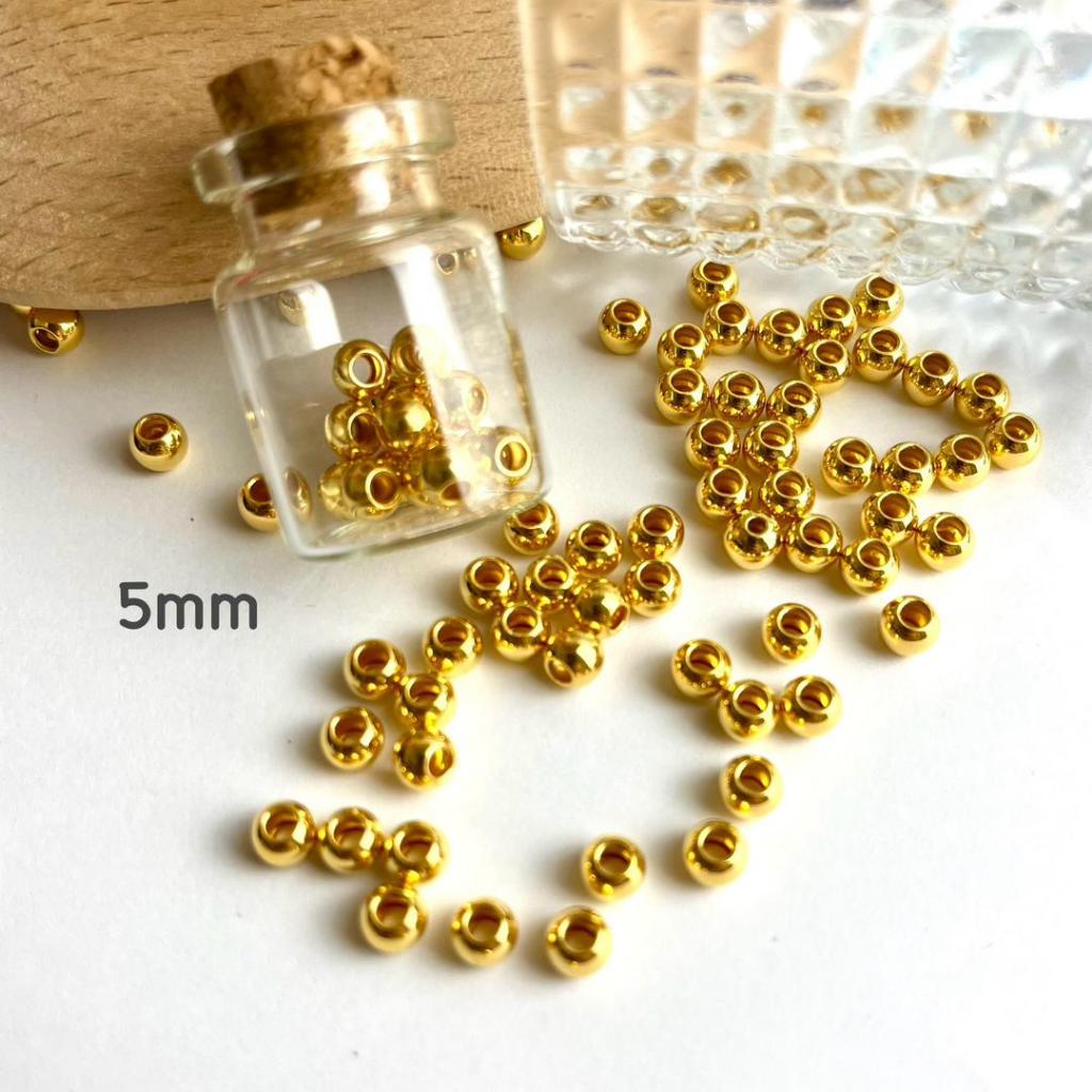 Emas 999 Mini Bead Manik Emas 5mm 100% Tulen Free Glass Bottle (lubang ...