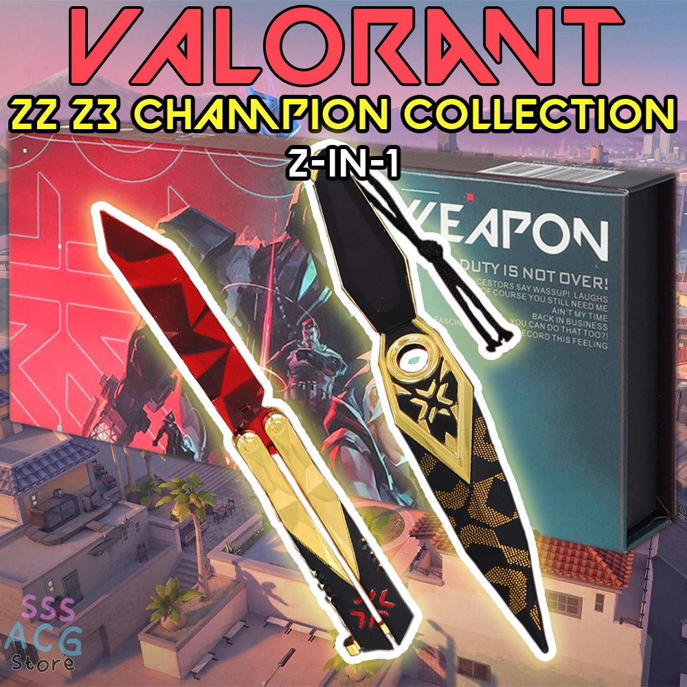 Valorant Champions Knife 3 in 1 Bundle Butterfly Knife Kunai Toy (Free ...