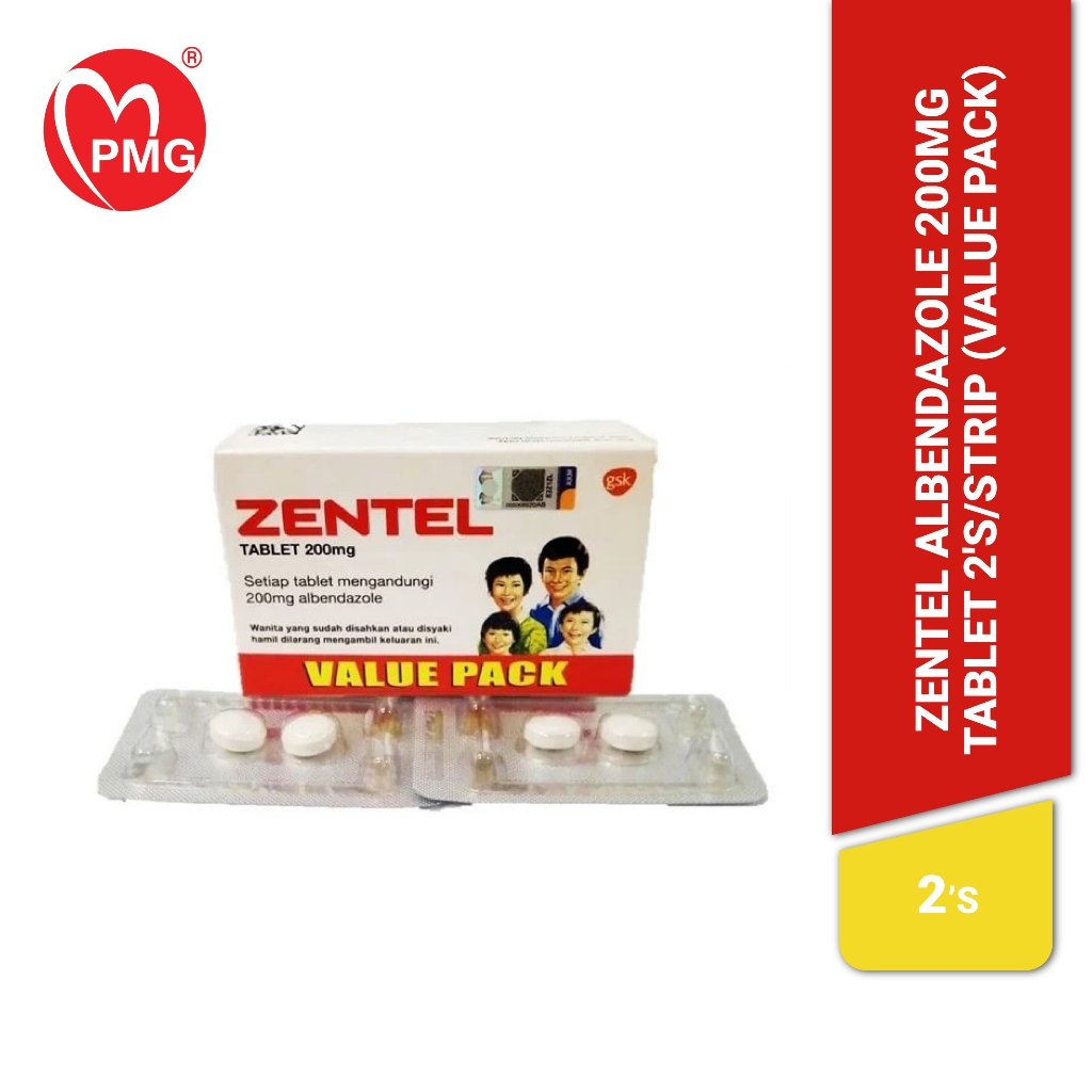 [PMG PHARMACY] Zentel Albendazole 200mg Tablet 2's/Strip (Value Pack ...