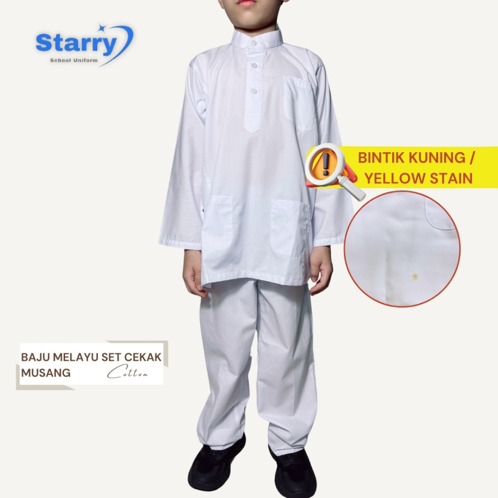 [Bintik Kuning] Baju Melayu Sekolah Agama Cekak Musang Set-Cotton ...