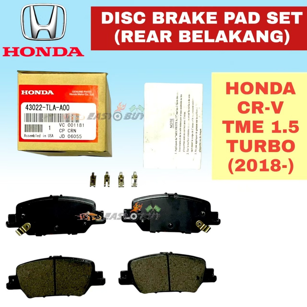 100% ORIGINAL JAPAN HONDA (REAR BELAKANG) DISC BRAKE PAD SET - HONDA CRV CR-V TME 1.5 TURBO ...