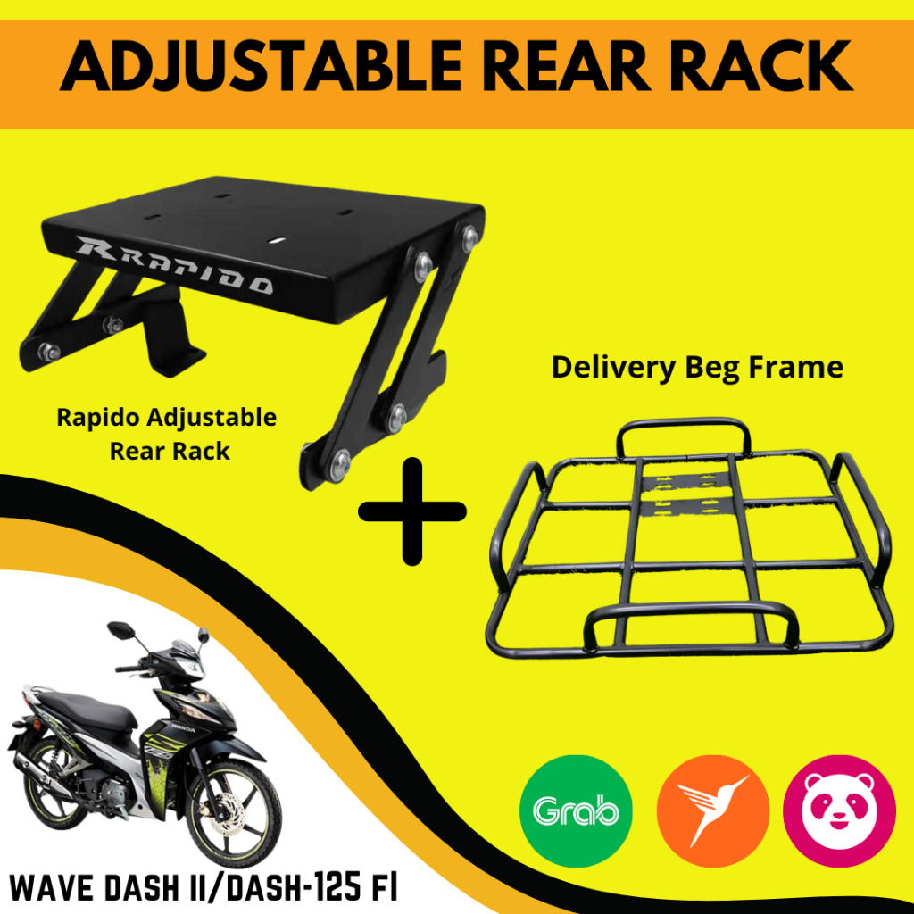 [READY STOCK] WAVE DASH II/125 FI RAPIDO ADJUSTABLE REAR RACK/DELIVERY ...