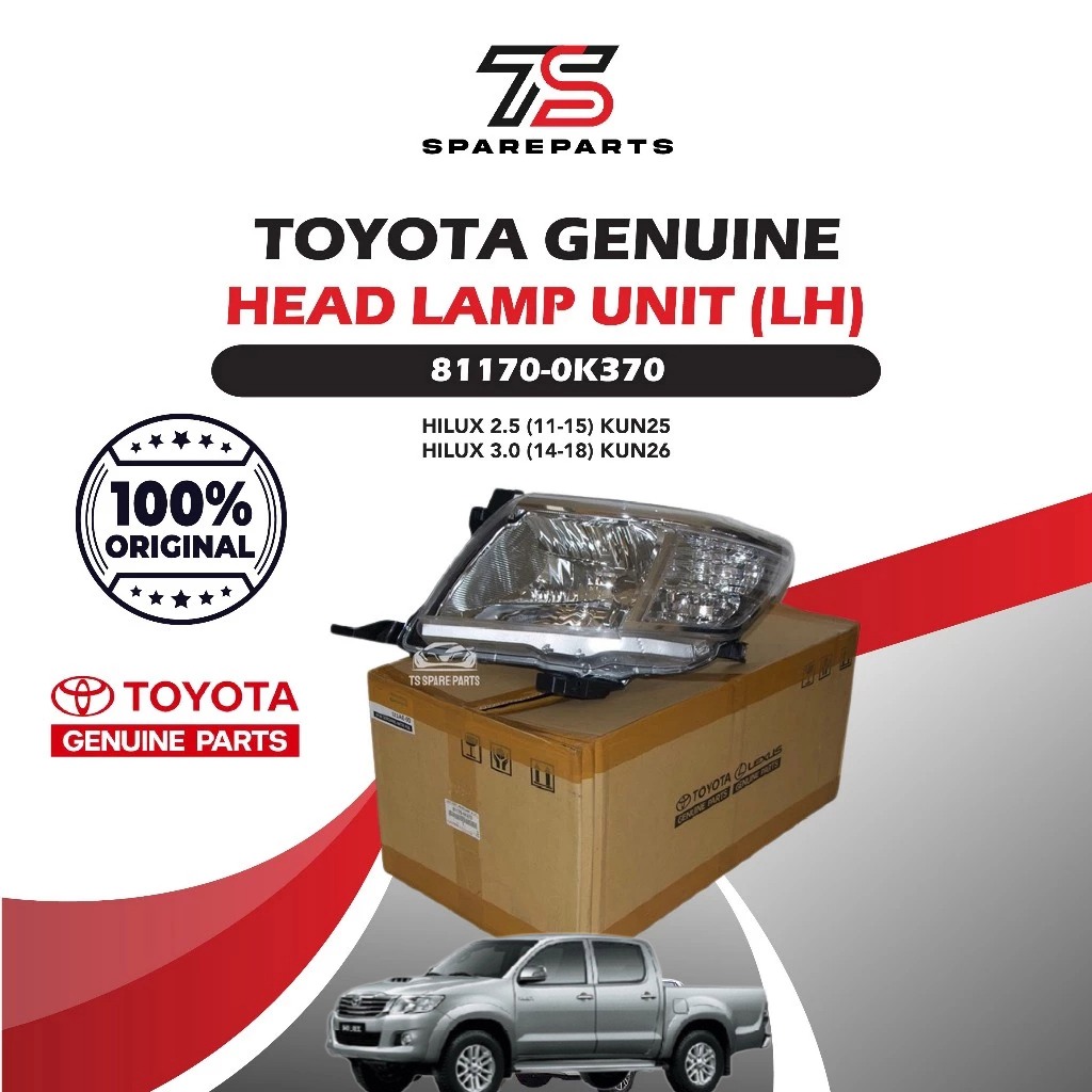 Toyota Head Lamp (LH) 81170-0K370 Hilux KUN25 (11-),KUN26 (14-) (1pcs ...