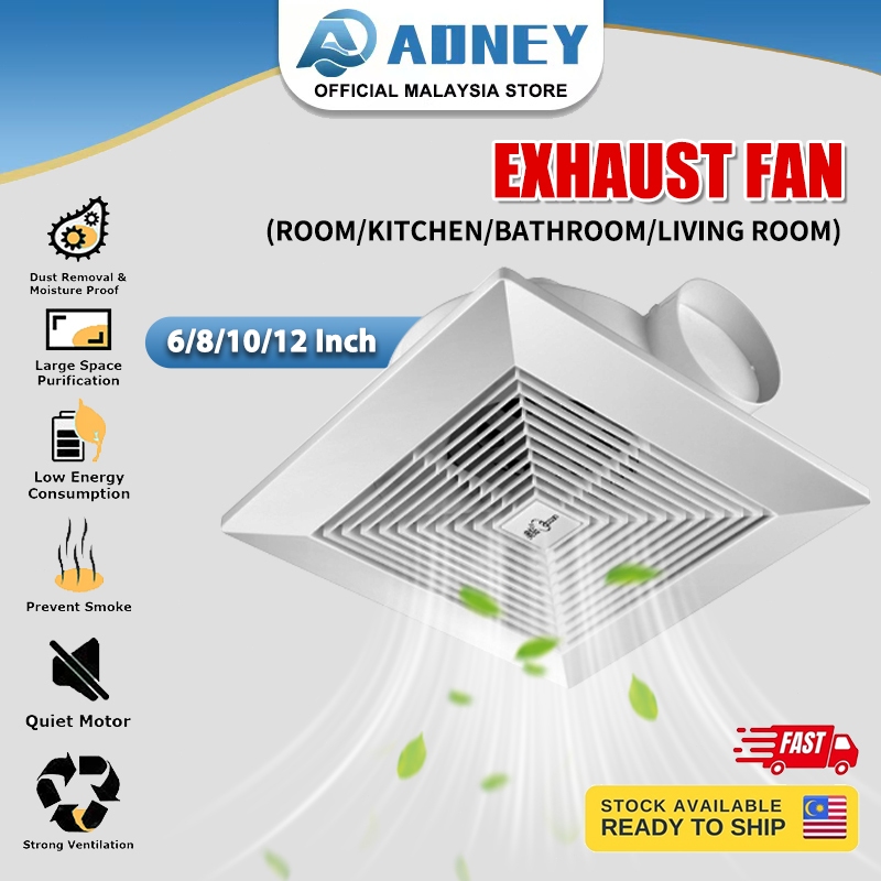 kipas ekzos 6/8/10/12 inch Household Silent Bathroom Shutter ...