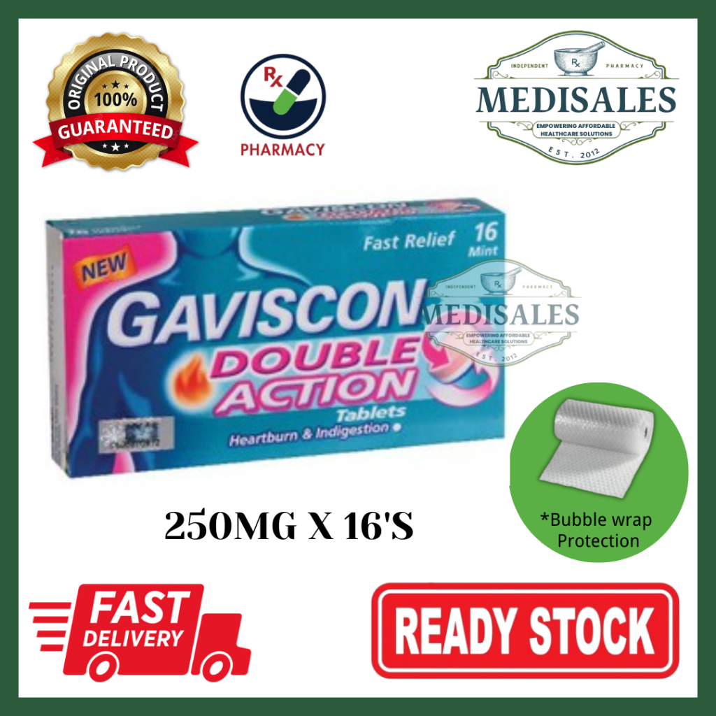 GAVISCON DOUBLE ACTION TABLETS 250MG X 16'S (EXP 02/2026) | Shopee Malaysia