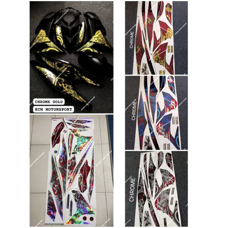 STICKER Y15 V1 V2 NAGA CHROME / STRIPE Y15 SILVER , GOLD DRAGON ...