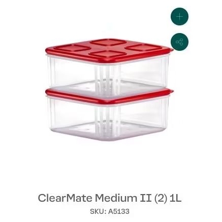 Bekas Simpan Makanan Peti Sejuk Tupperware Clearmate Medium 1L | Shopee ...
