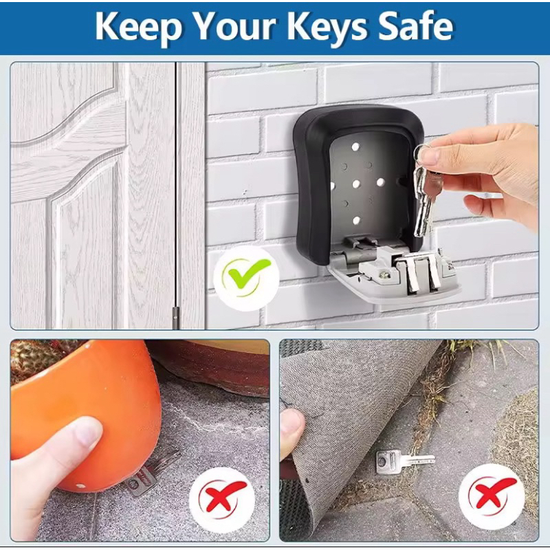 4 Digit Combination Wall Mount Key Storage Security Lock Box Homestay ...