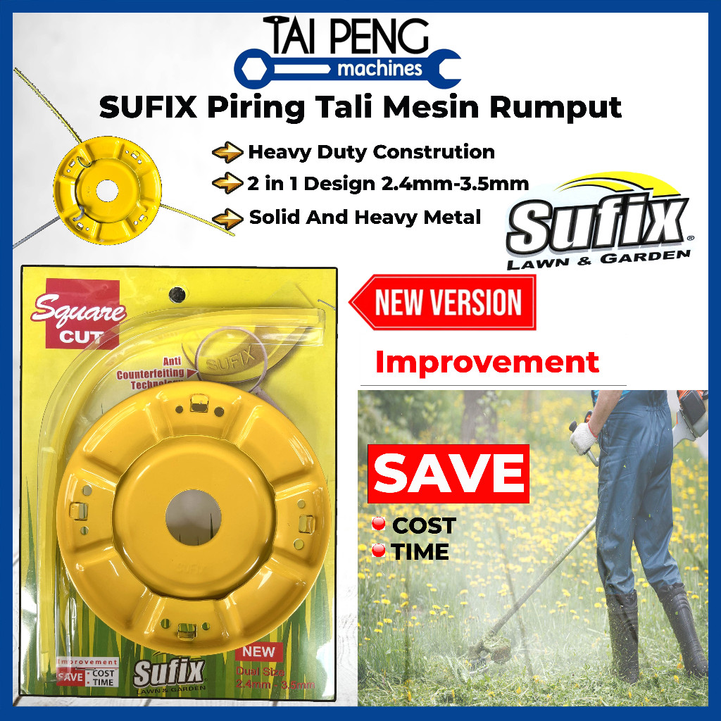 (Heavy Duty) Sufix Nylon Grass Cutter / Nylon String Metal Plate Brush Cutter / Tali Dan Piring ...