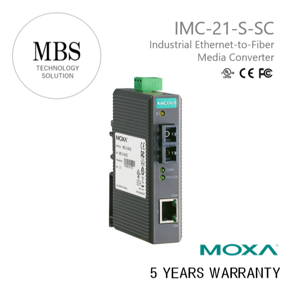 MOXA Original Brand New IMC-21-S-SC Industrial Ethernet-to-Fiber Converter with SM SC connector ...