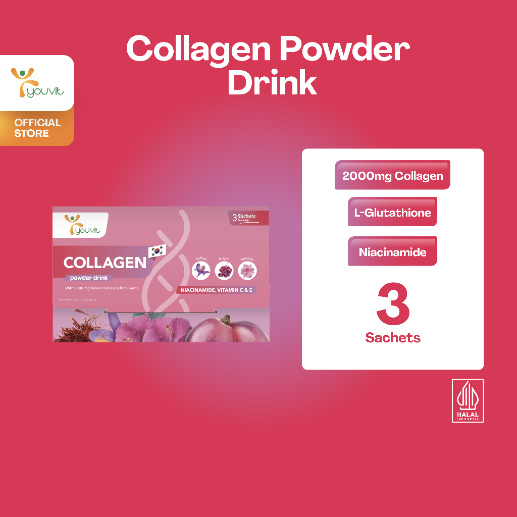 Youvit Collagen Powder Drink Supplement for Skin 3 Days (3 Sachets ...