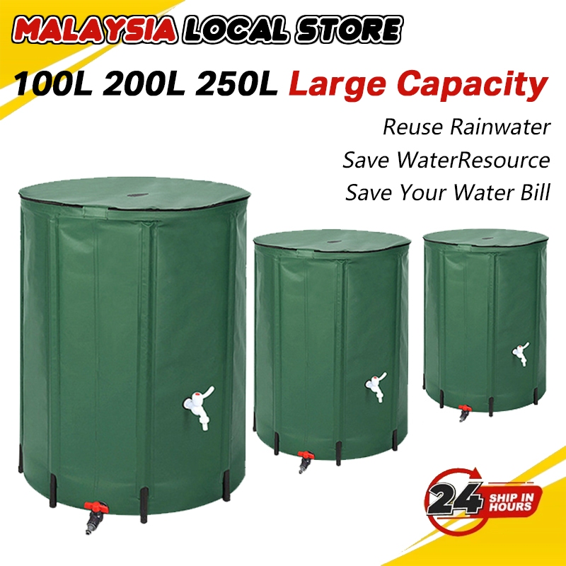 250L/200L Portable Rain Barrel Rainwater Collection Rain Foldable Water ...
